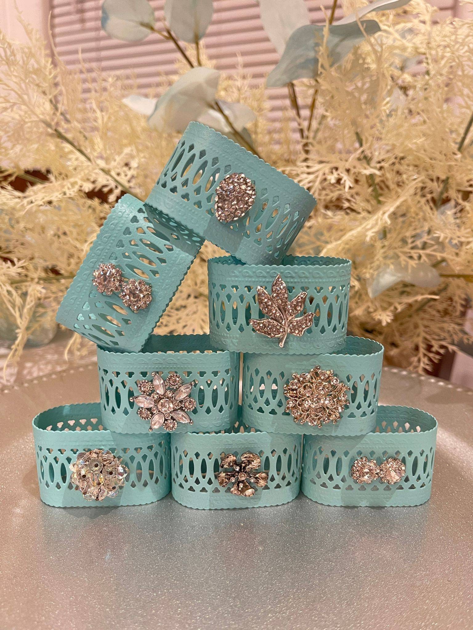 Oval Turquoise Metal Napkin Rings Set of 8 - Etsy