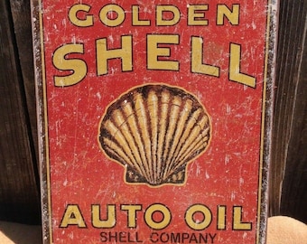 Shell Oil Tin Sign - Etsy