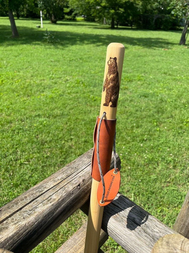 Standing Black Bear, Natural Earth Tones Walking Stick, Handmade ...