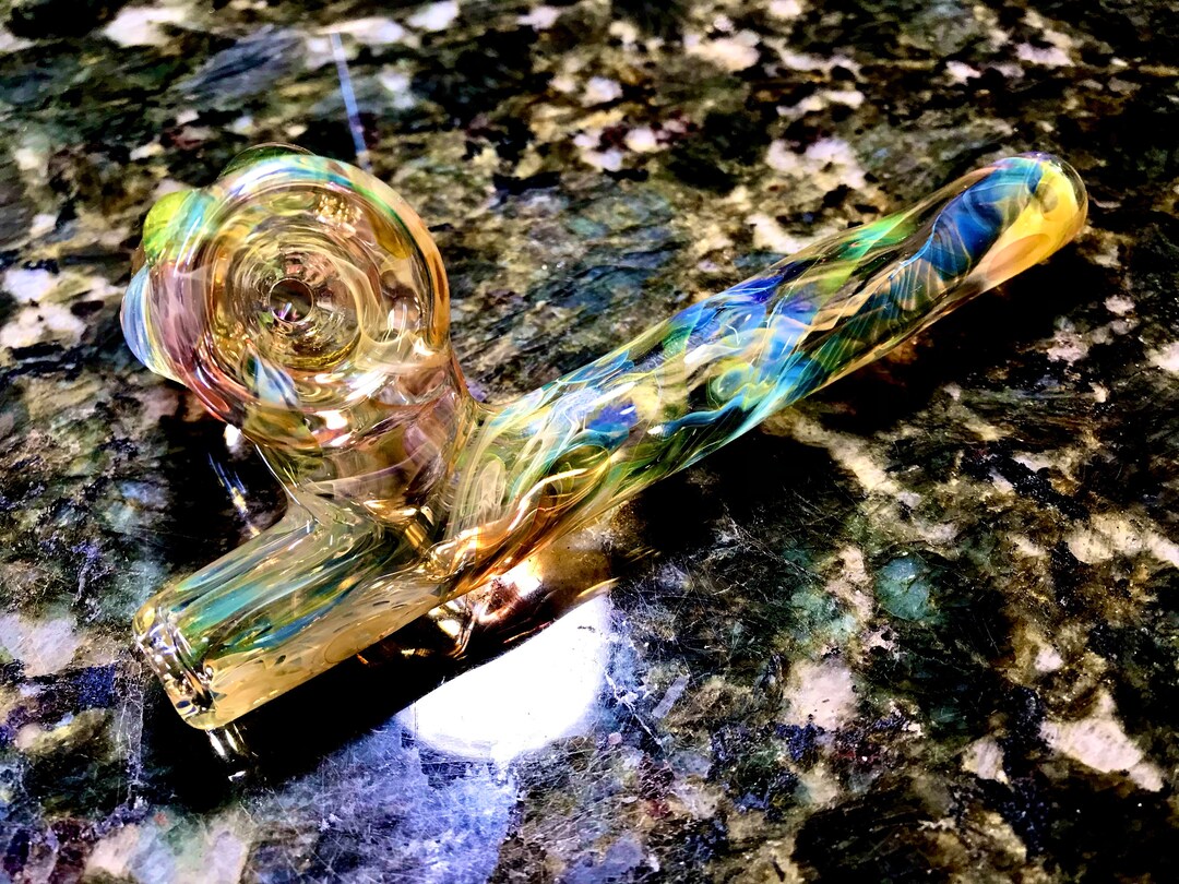 NEW legacy Series UV Reactive Sidecar OG Gold & Silver Fumed Glass Pipe ...