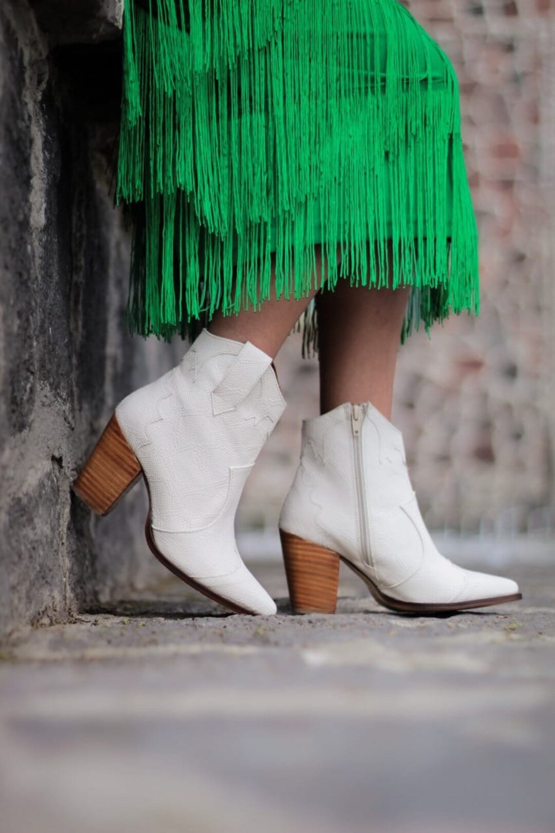 White Snake Ankle Boots, Western Boots - Etsy