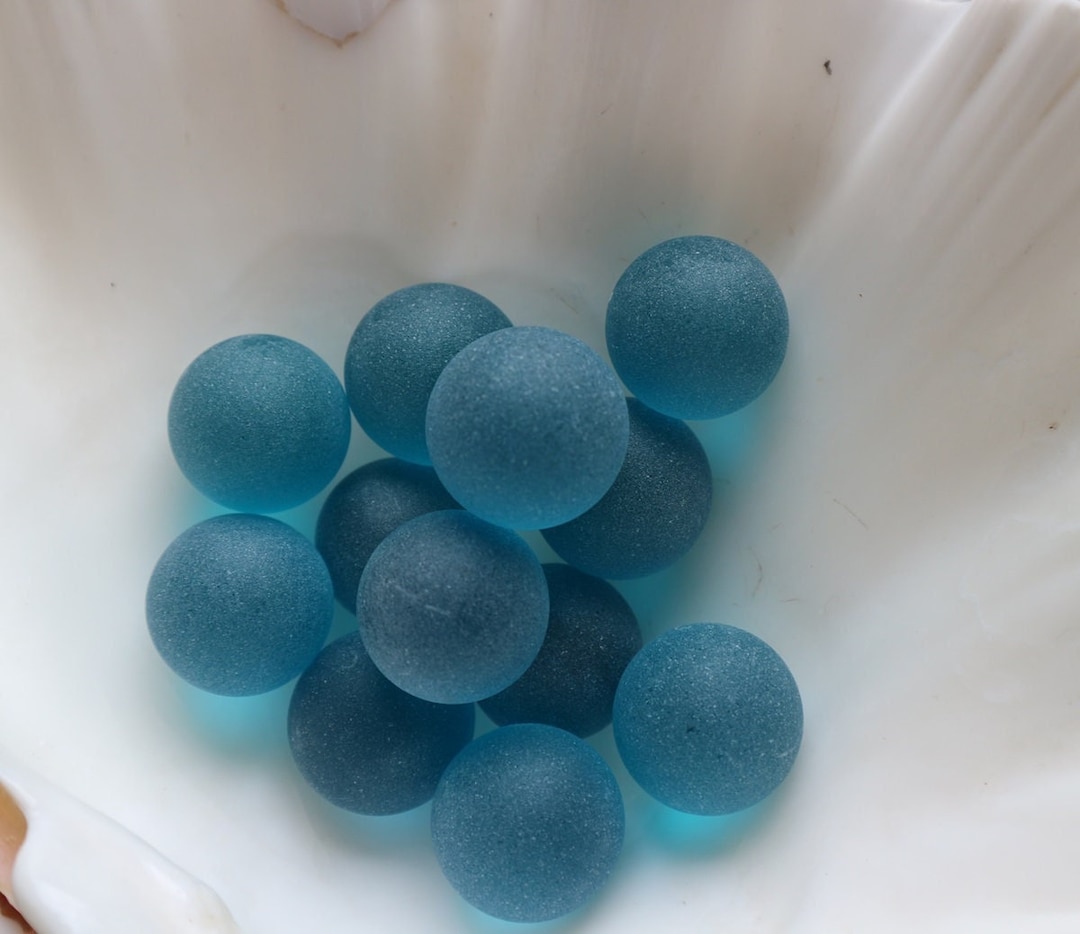 3 Pcs EXTRA LARGE Marbles. Teal Blue Sea Glass Balls 24.5mm Jewelry ...