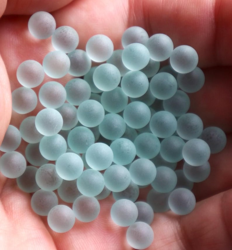 100 Pcs Seafoam Sea Beach Glass Teeny Tiny Marbles, Balls 6mm Jewelry ...