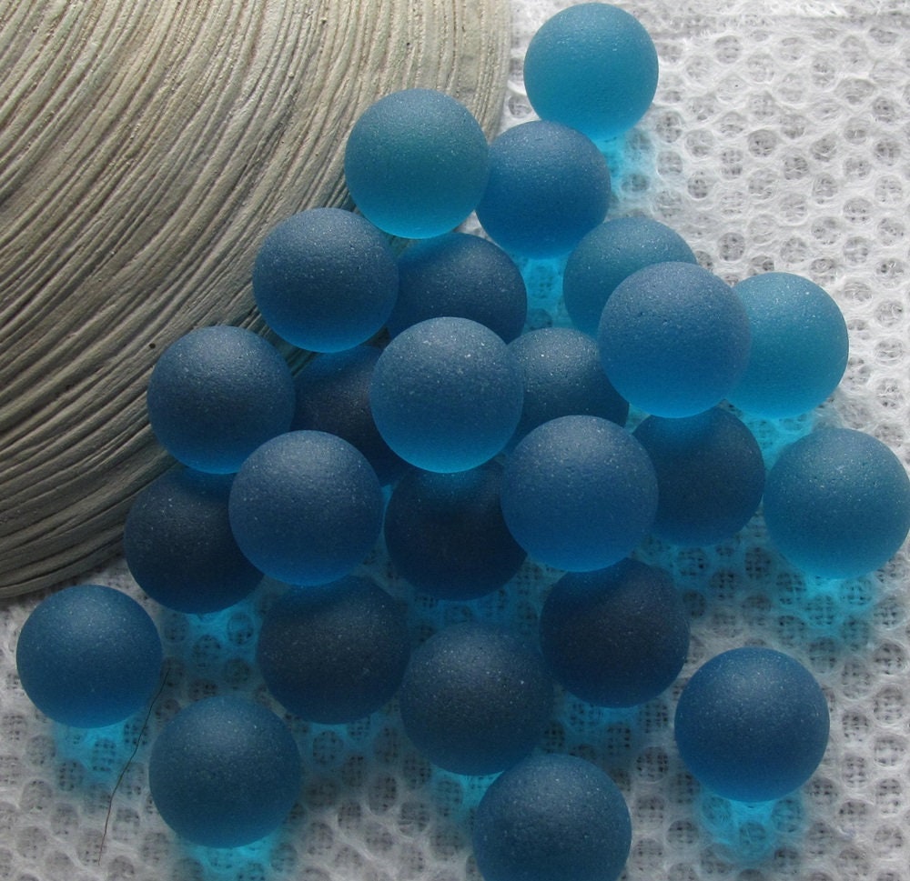 25 Pcs Big Teal Blue Sea Glass Balls 16mm Jewelry Quality Sea - Etsy
