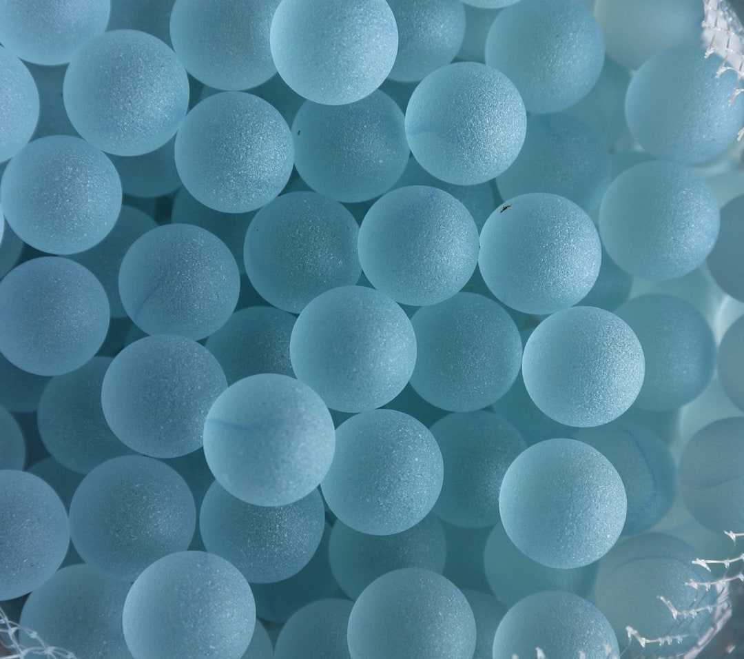 25 Pcs Powder Blue Sea Glass Marbles 15.5 Mm, Balls, Glass Beads ...