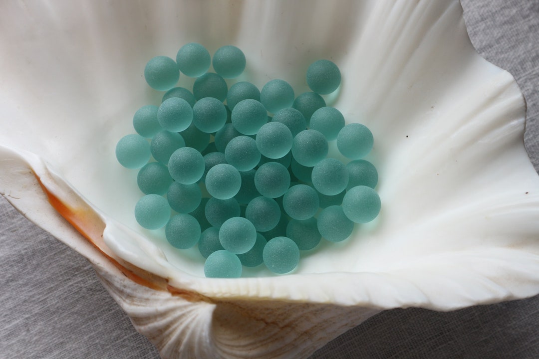 30 Pcs Seafoam Aqua Glass Balls 13.5mm, Frosted Glass Marbles , Glass ...