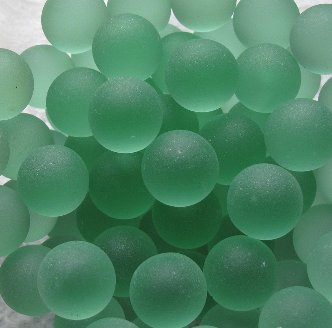 25 Pcs Mint Emerald Green Sea Glass Marbles, Balls 16mm Jewelry Quality ...