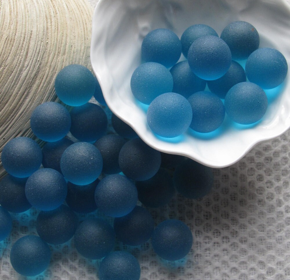 25 Pcs Big Teal Blue Sea Glass Balls 16mm Jewelry Quality Sea - Etsy