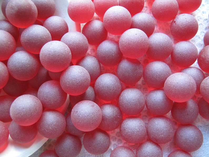 25 Pcs Deep Cinnamon Ruby Red Sea Glass Marbles, Balls 15.5mm Jewelry ...