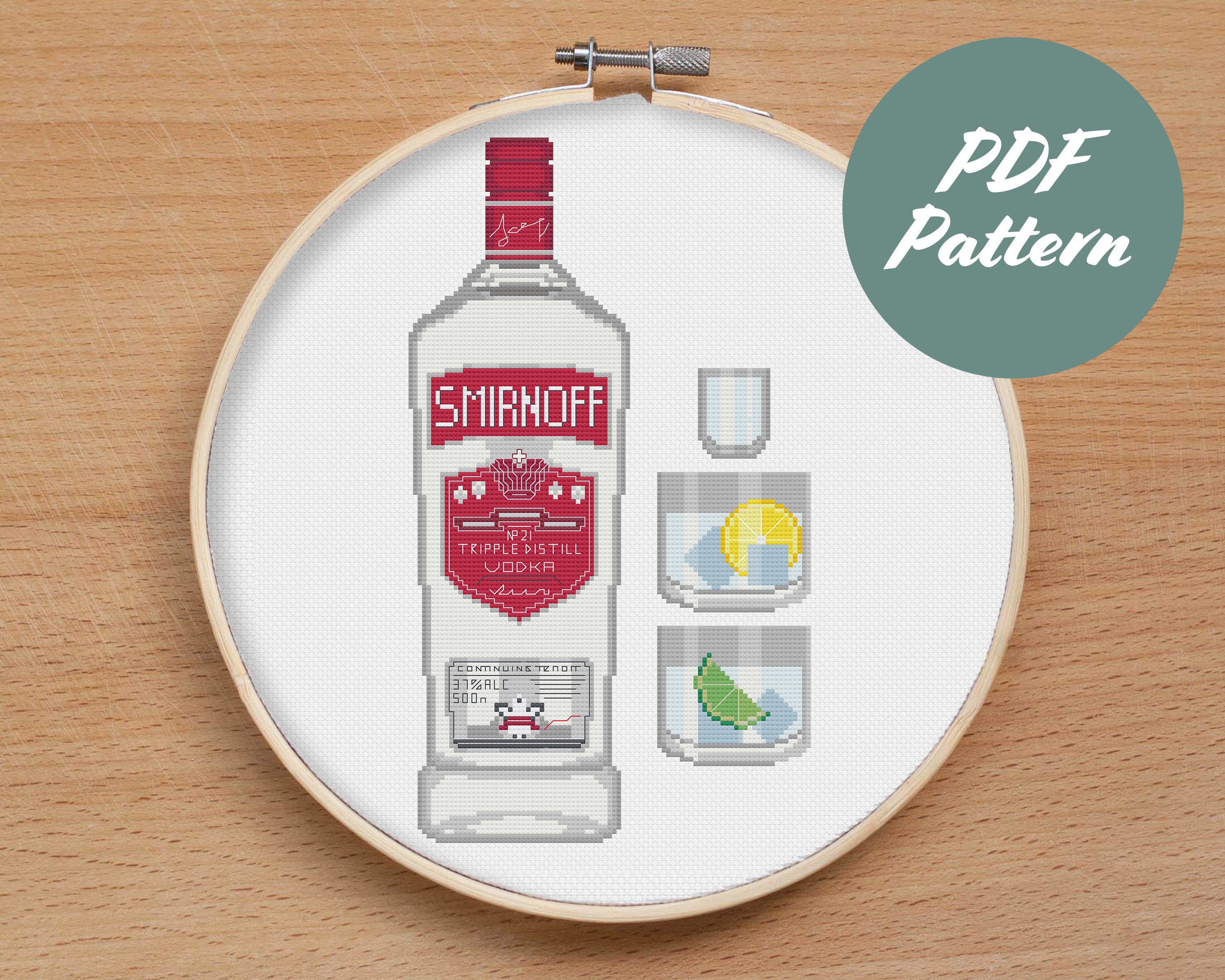 Smirnoff Vodka Bottle Cross Stitch Pattern (PDF) - Etsy