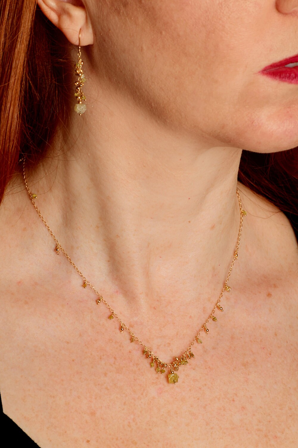 Fine Jewelry: Ceres Treasures VII 18KY Gold Cluster Drops 16 Necklace ...