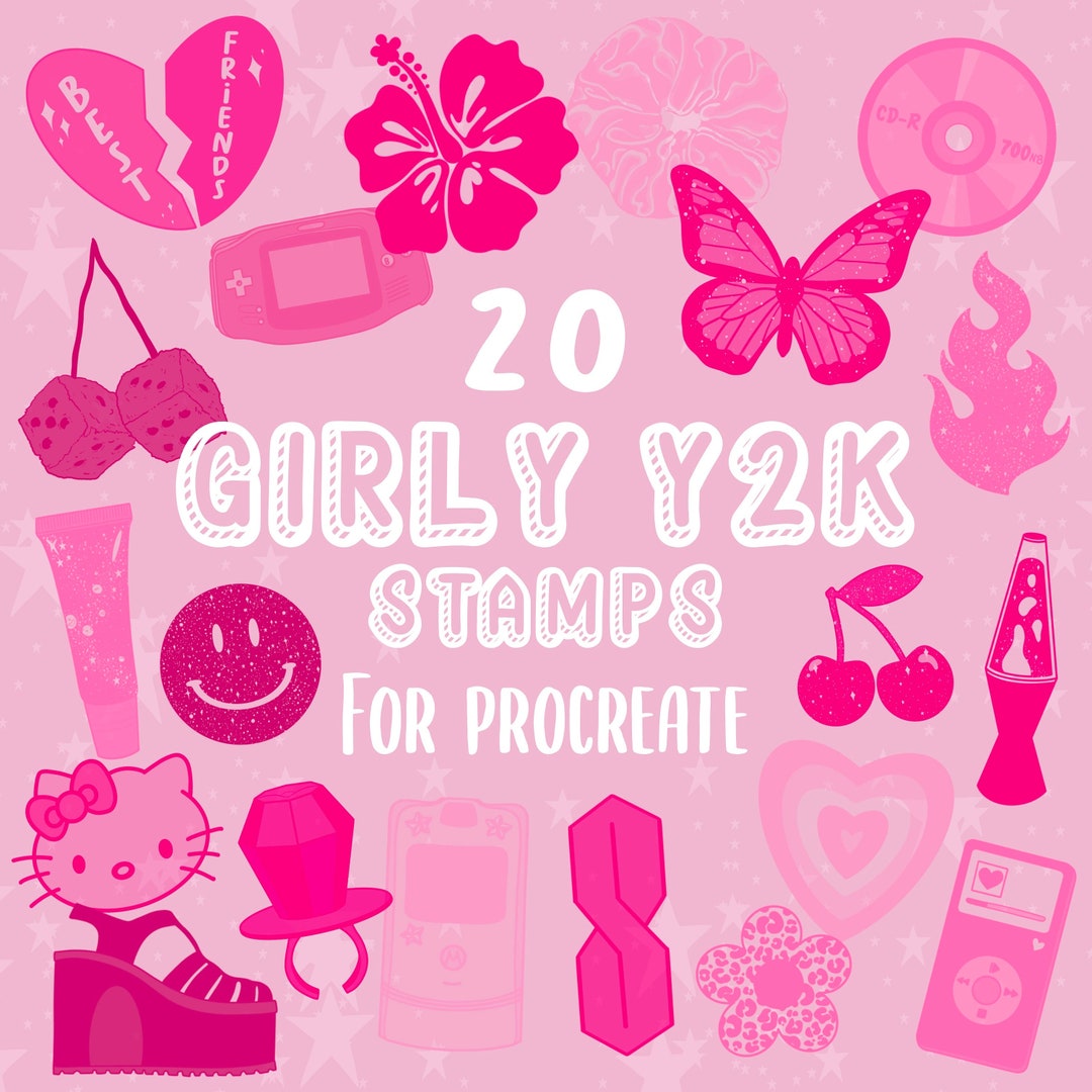 Girly Y2K Early 2000s Stamps for Procreate, Procreate Stamp Pack ...