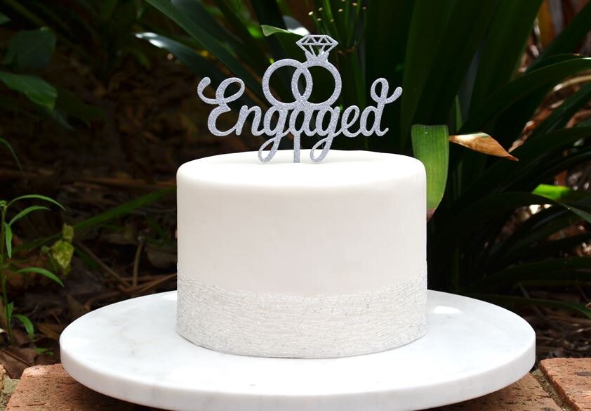 Engagement Cake Topper Wedding Ring Cake Topper Diamond | Etsy