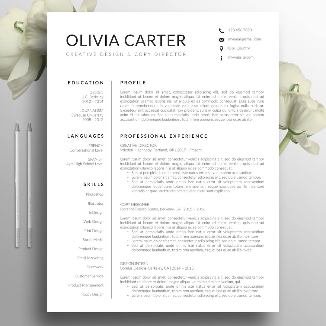 Modern Resume Template: Cover Letter, CV (instant Download) - Etsy