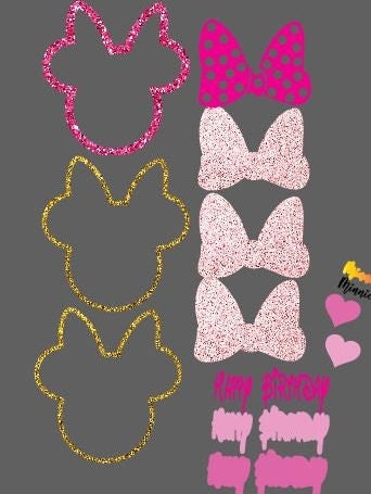 Minnie topper svg dxf png cutting files for cake toppers - Etsy España