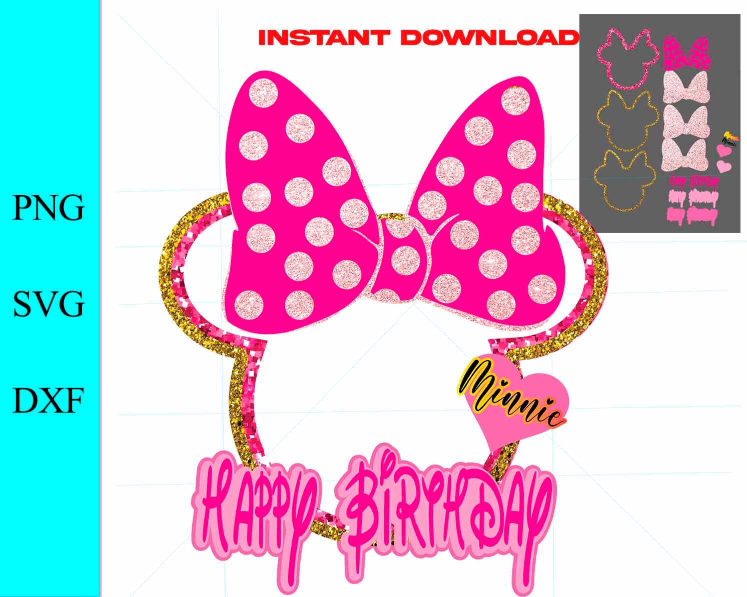 Minnie topper svg , dxf, png cutting files for cake toppers, minne ...