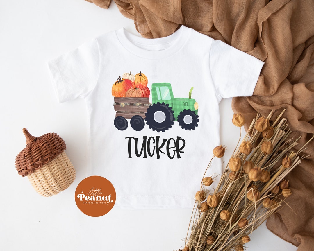 Personalized Pumpkin Tractor Kids Shirt - Fall Truck Toddler Shirt ...