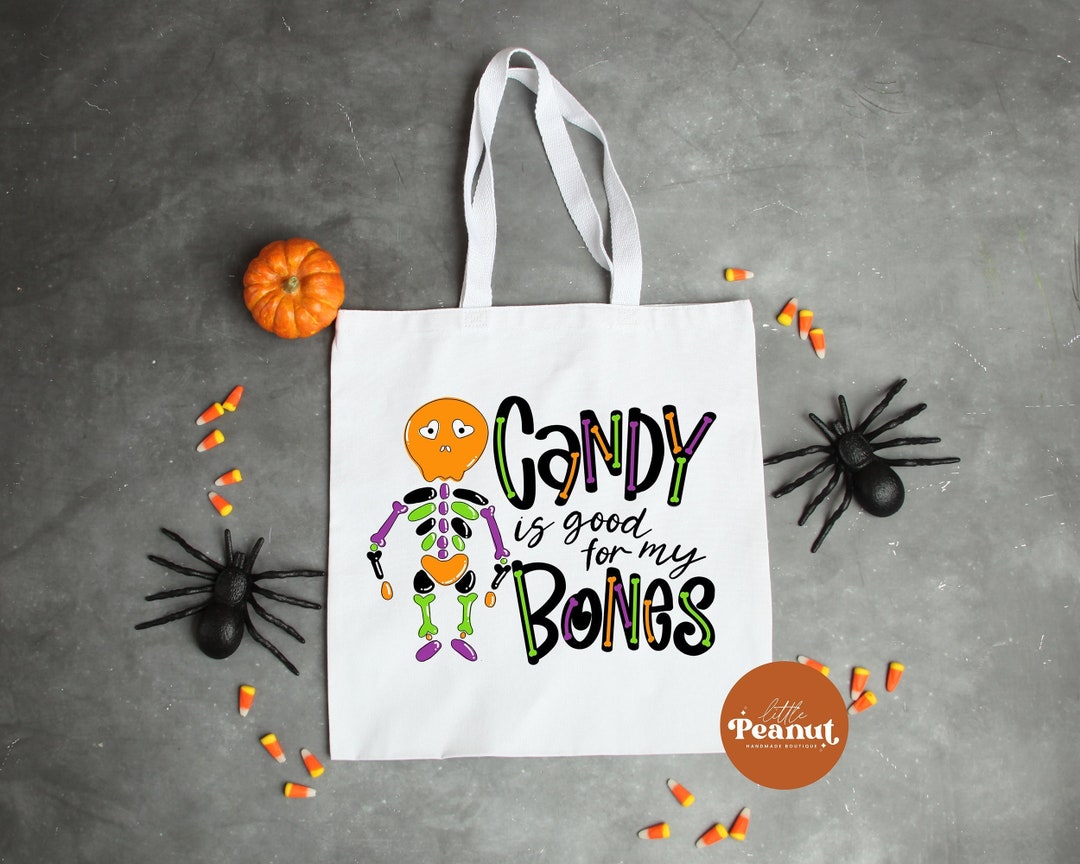 Boys Halloween Trick or Treat Bag - Skeleton Tote Bag - Halloween Candy ...