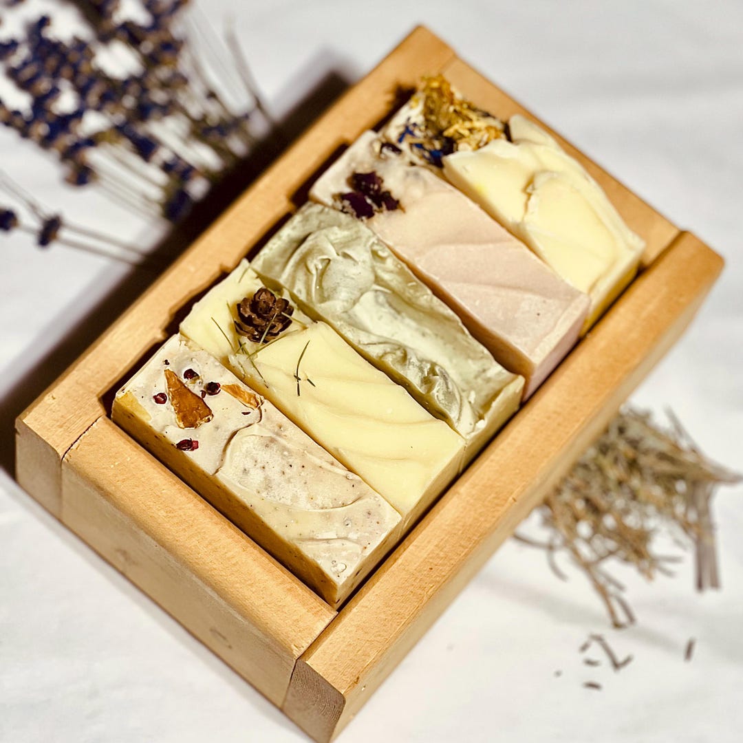 Organic Handcrafted Soap Bars in Wood Crate Gift Set - Etsy