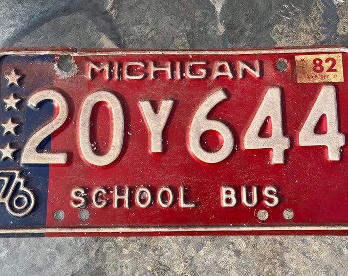 1982 Michigan School Bus License Plate Number 20Y644 Tag Car Automobile ...