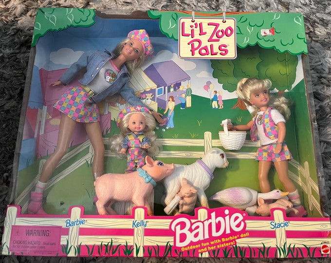 1998 Li’l Zoo Pals Barbie Mattel # 19625 New in Box Barbie Doll Set W ...