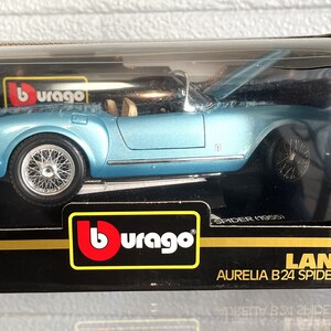 Burago 1955 Lancia Aurelia B24 Spider Diamonds 3010 Metal Blue Metallic Diecast 1/18 Scale Made ...