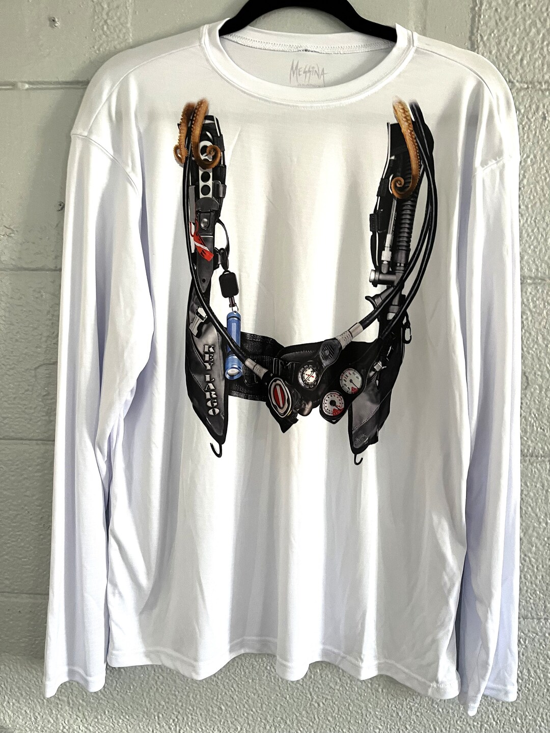 OCTOPUS White Messina Graphix Mens Long Sleeve Sun Shirt Beach Moisture ...