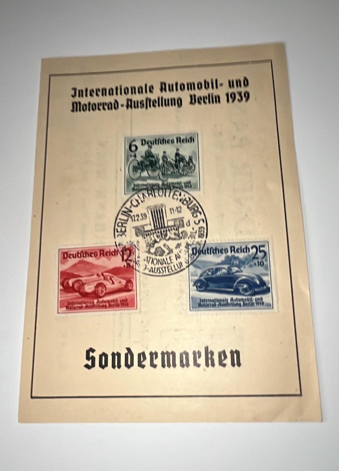 Rare Pre WWII WW2 German Automobile Stamps Postage W Hoffman Card Auto ...