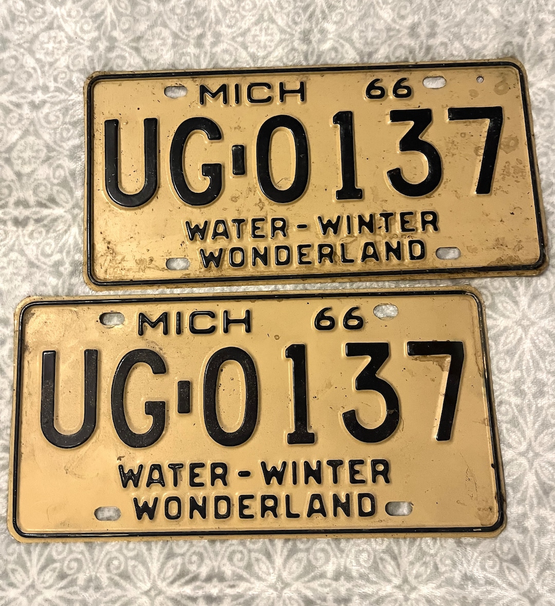 1966 Michigan Water Winter Wonderland License Plate Plates Matching ...