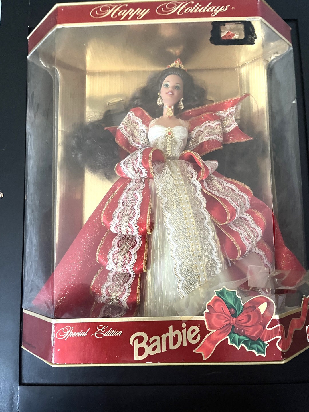 1997 Brunette Barbie Special Edition Doll Happy Holidays Mattel 17832 W ...