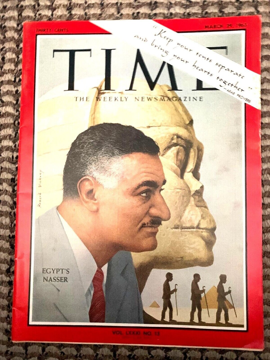 Vintage Time Magazine March 29, 1963 Egypt's Nasser John F Kennedy ...