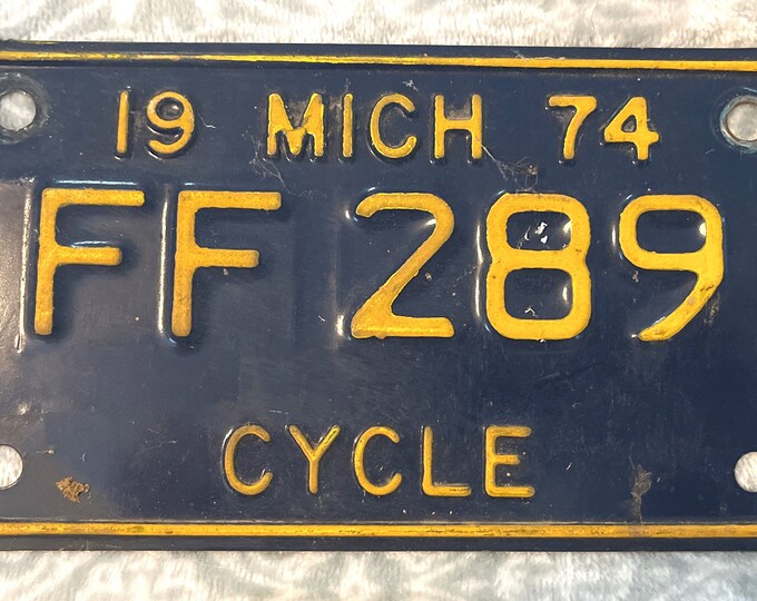 Single 1974 Mich Michigan Motorcycle Cycle License Plate Tag FF 289 - Etsy