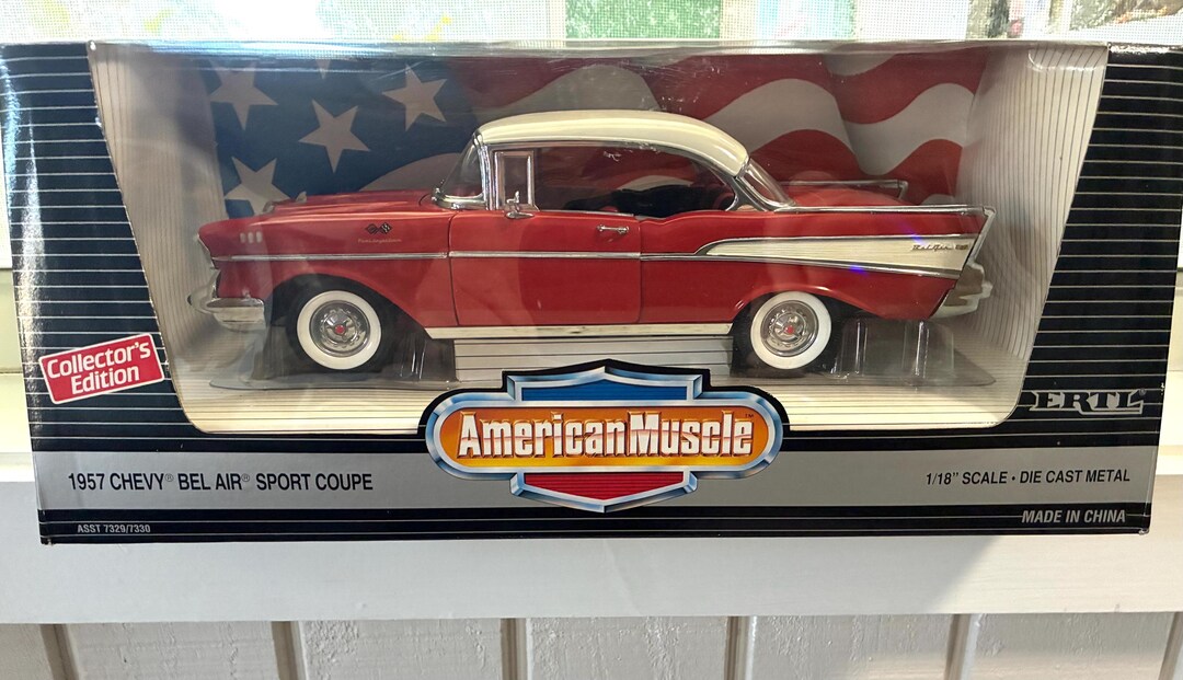 1957 Chevy Bel Air Sport Coupe Diecast Matador Red and Ivory Die-cast ...