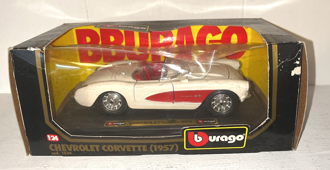 Bburago Burago 1957 Corvette Convertible 1524 Diecast Car 1:24 White ...