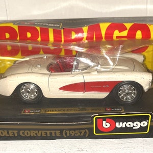 Bburago Burago 1957 Corvette Convertible 1524 Diecast Car 1:24 White ...