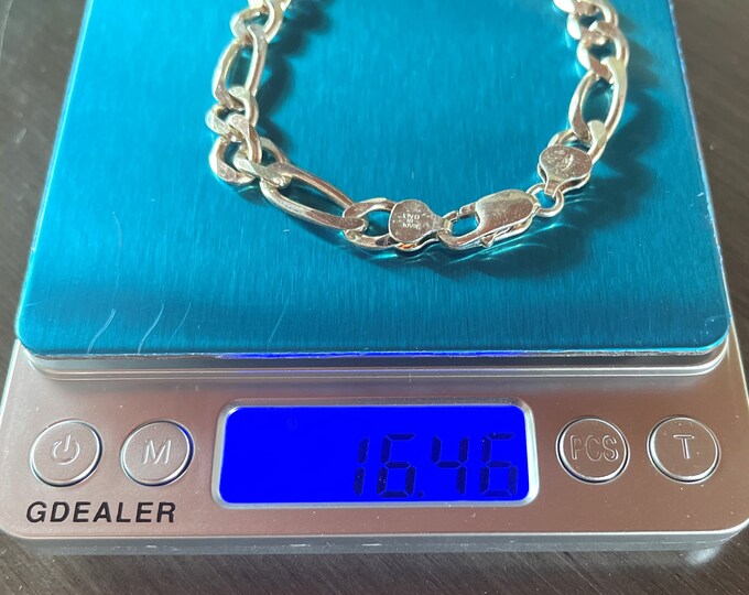 Pure Solid 925 Sterling Silver Mens Bracelet Curb Link Wrist Cuff Chain ...