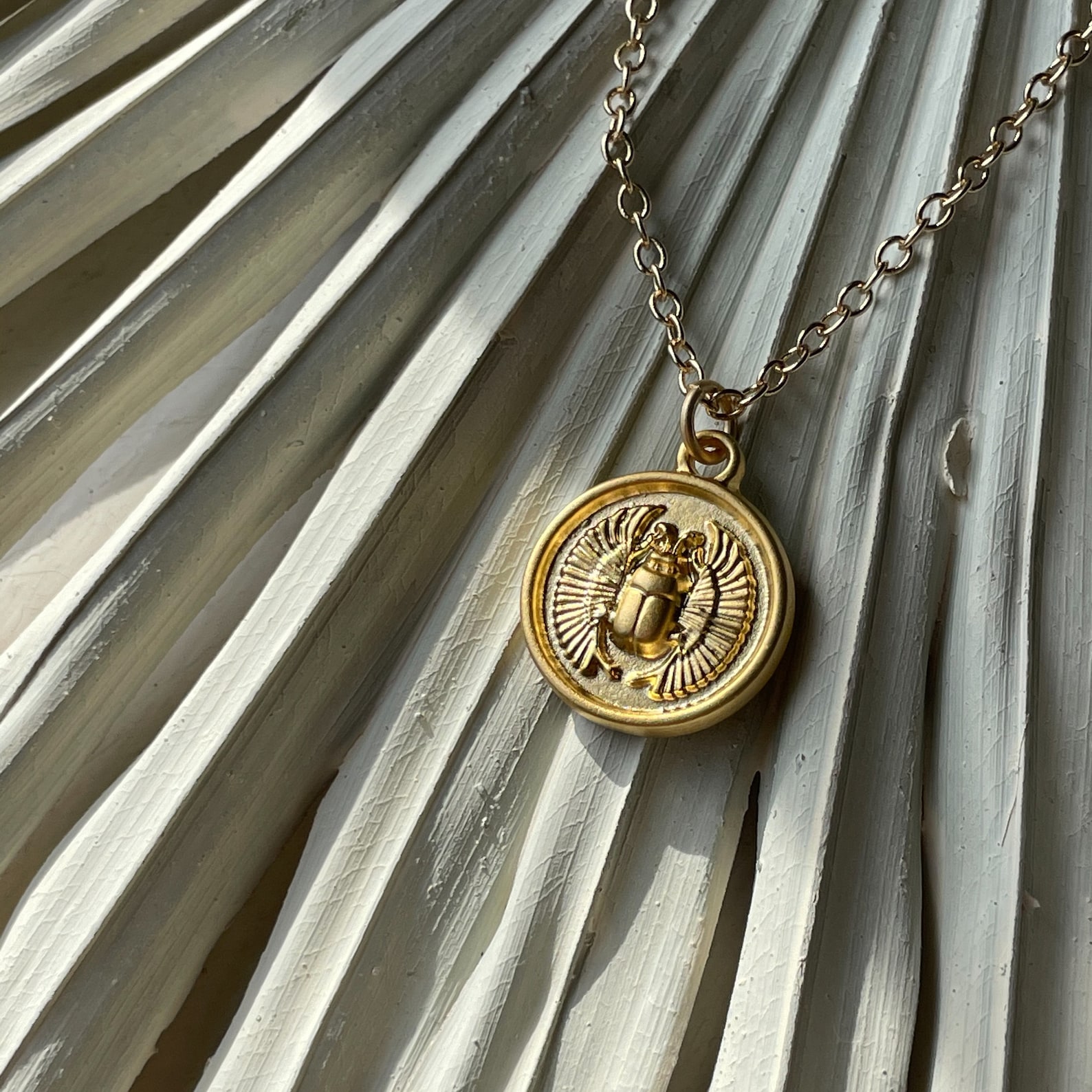 Gold Scarab Coin Necklace - Etsy