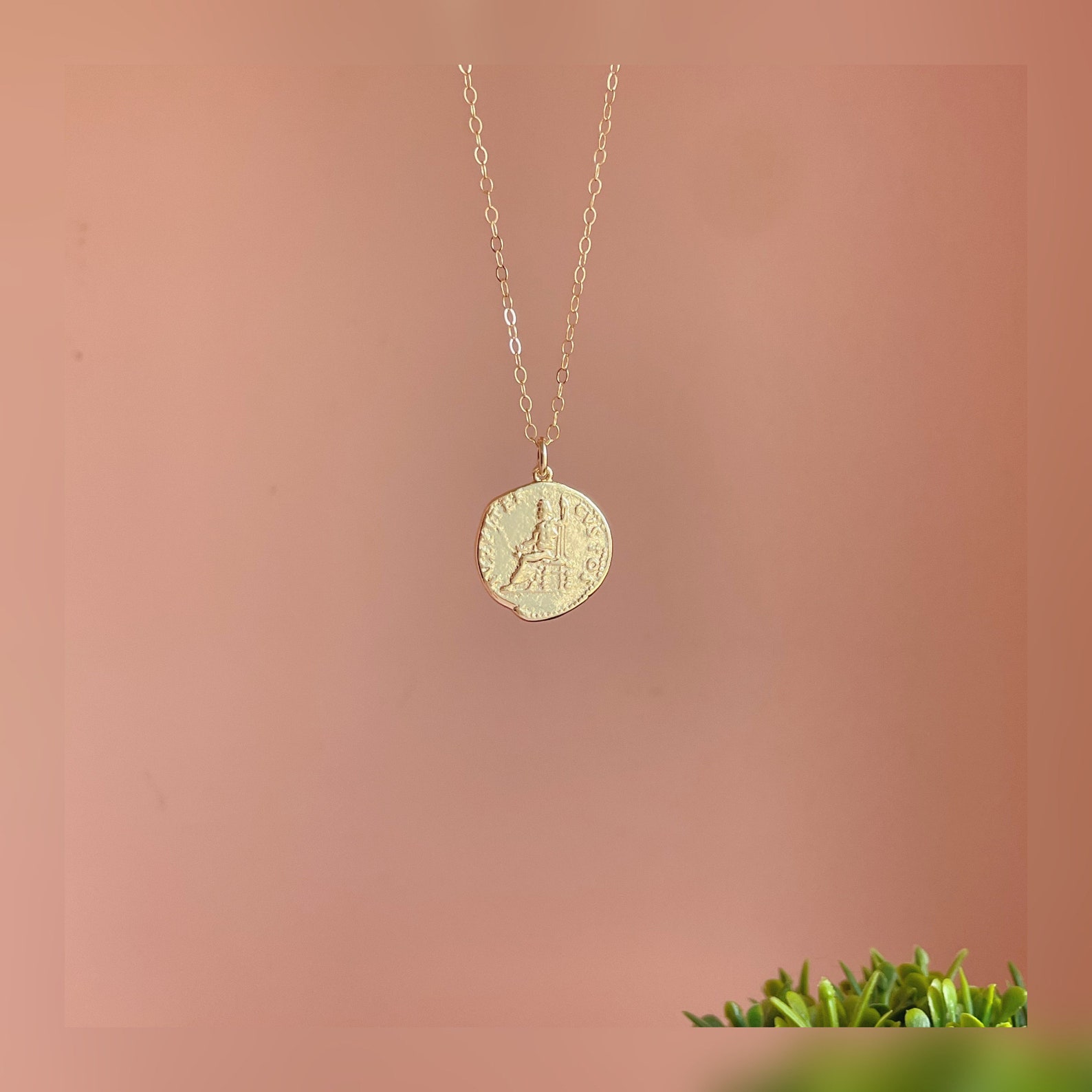 Gold Aphrodite Coin Necklace - Etsy