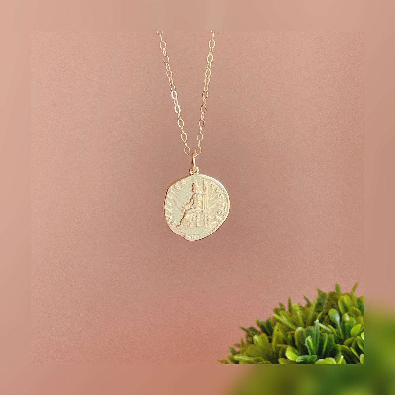 Gold Aphrodite Coin Necklace - Etsy