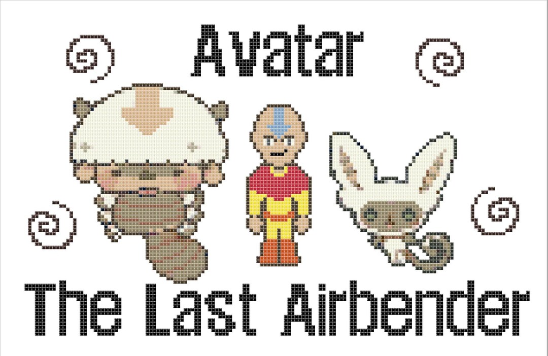Avatar the Last Airbender Aang Appa Momo DIGITAL Cross Stitch Pattern ...