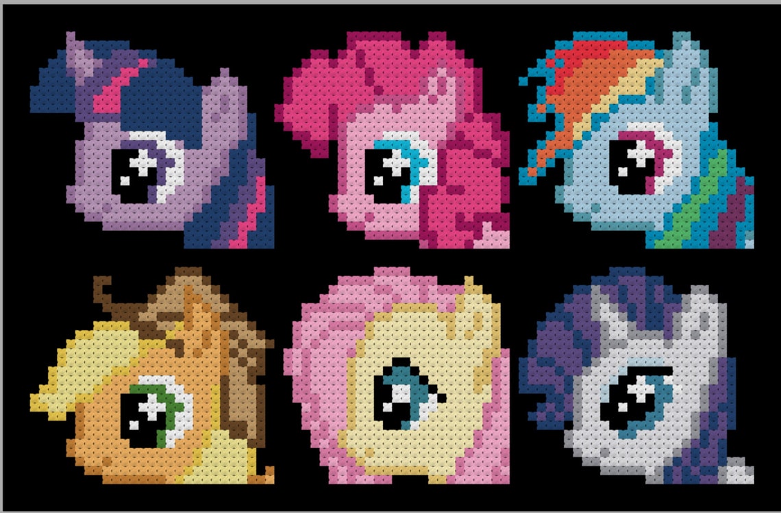 My Little Pony Characters Faces 6x4 DIGITAL PATTERN Cross Stitch - Etsy