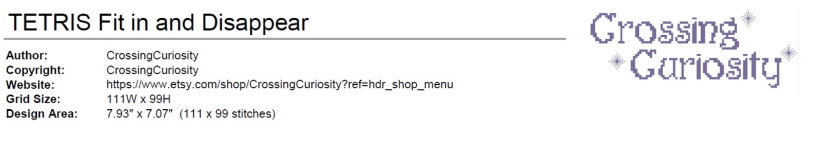 Tetris Fit in and Disappear Cross Stitch Pattern DIGITAL DOWNLOAD ...