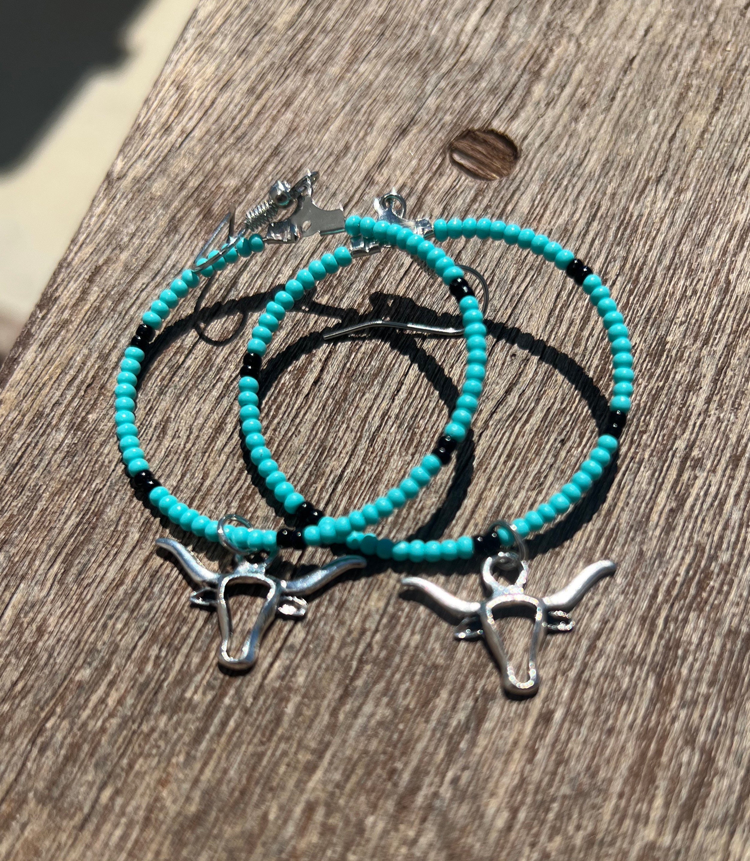 Longhorn Turquoise Western Hoop Earrings - Etsy