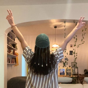 Mesh Crochet Cap Pattern. Beads Crochet Cap Pattern. Beginners Friendly ...