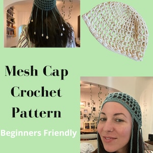 Mesh Crochet Cap Pattern. Beads Crochet Cap Pattern. Beginners Friendly ...