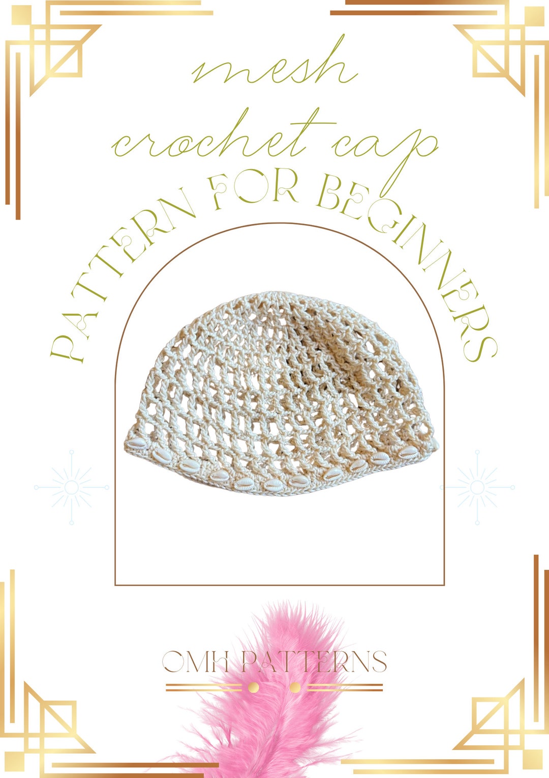 Mesh Crochet Cap Pattern. Beads Crochet Cap Pattern. Beginners Friendly ...