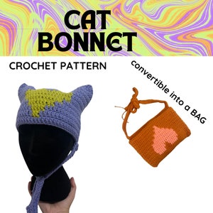 Cat Bonnet Crochet Pattern (reversible Into a Bag) - Etsy