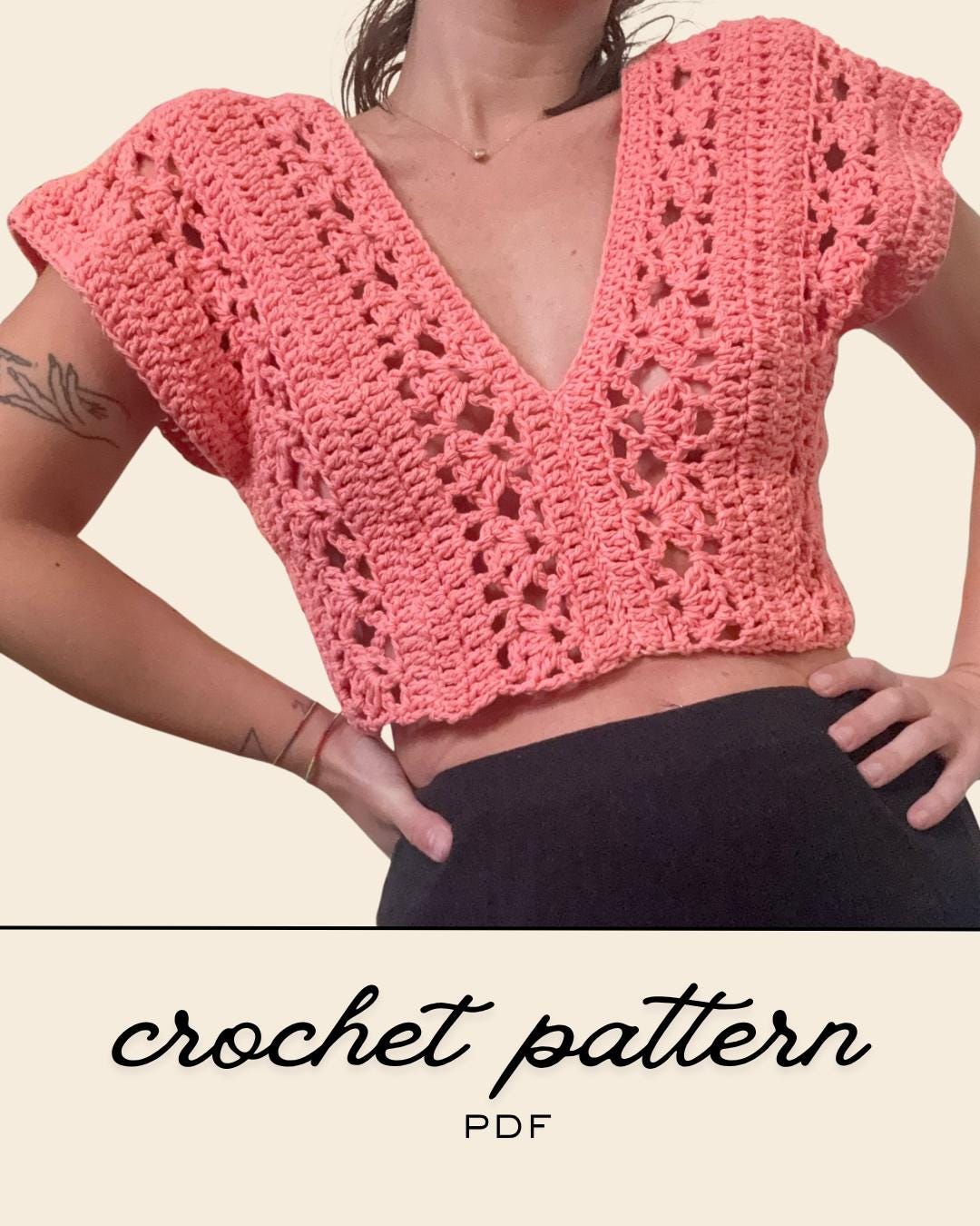 Tuscan Top Crochet Pattern. Explained for All Sizes. Beginners Firnedly ...