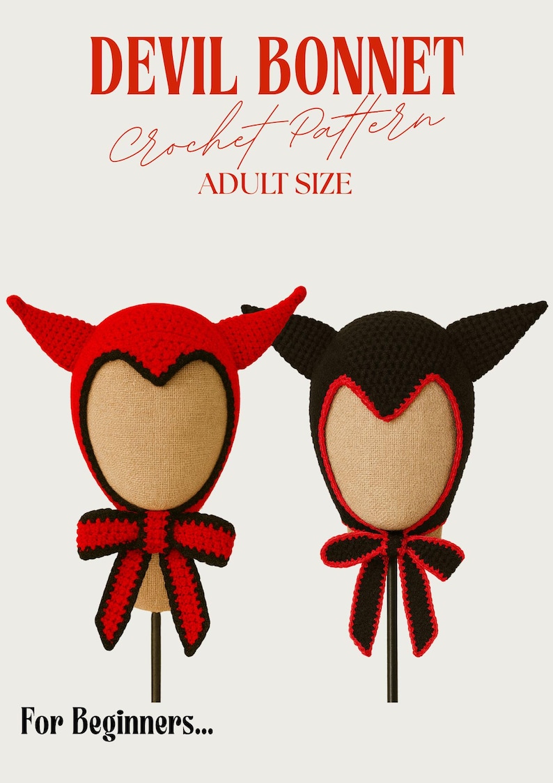 Devil Bonnet Crochet Pattern, Adult Size (PDF Pattern) - Etsy UK