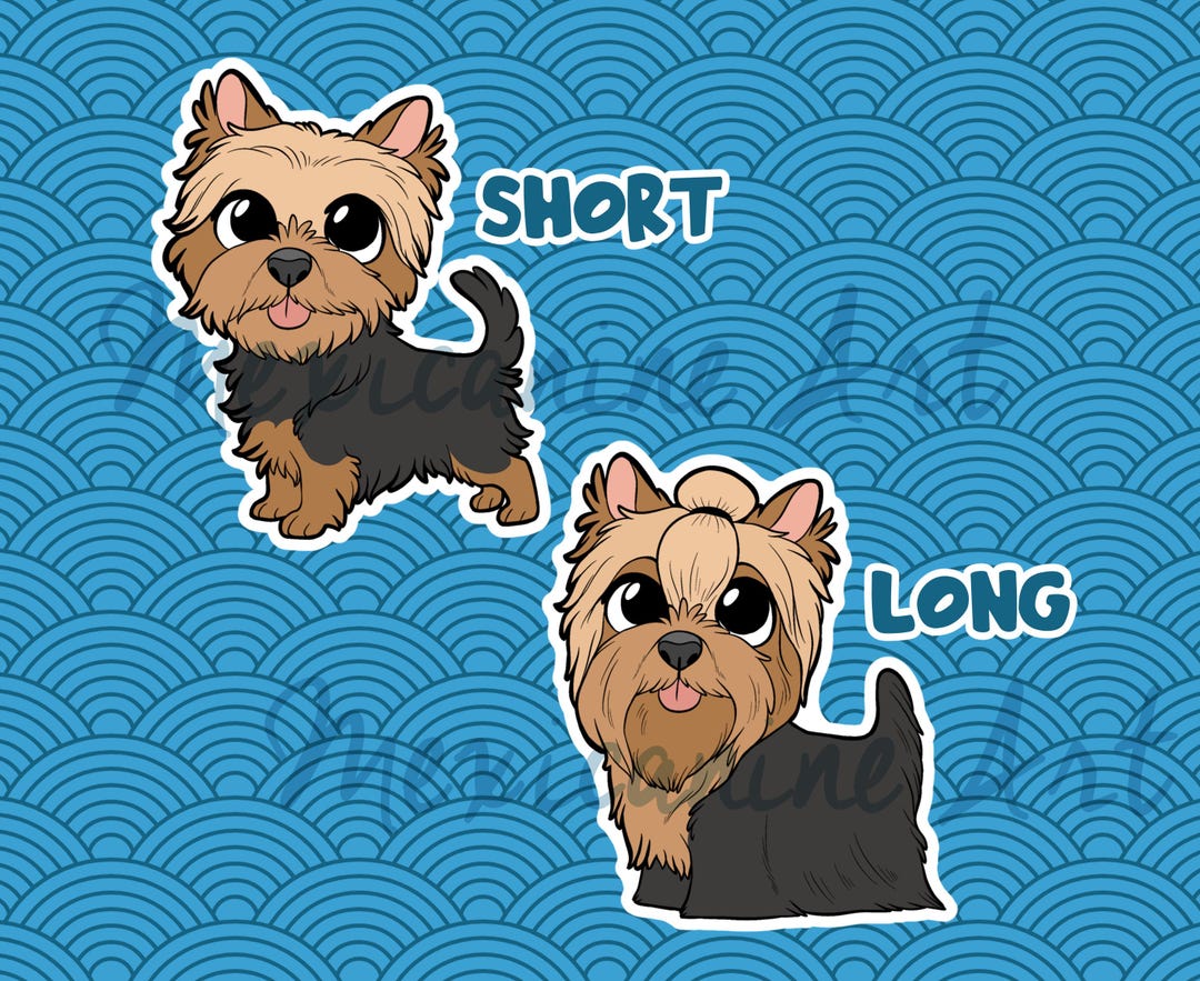 Yorkie Sticker || Yorkshire Terrier Chibi Puppy Dog, Vinyl, Hand Drawn ...